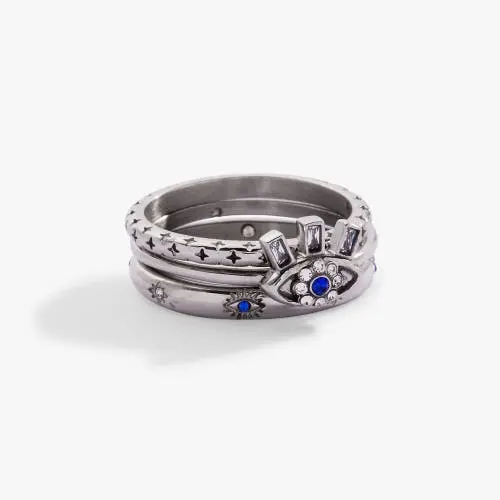 ALEX AND ANI Evil Eye Stacking Ring Set Of 3 - Silver