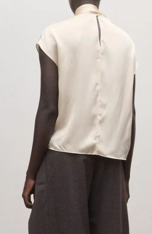 Mango Tie Neck Silk Top