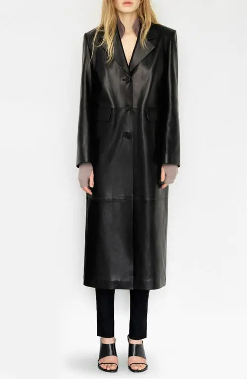Mango Long Leather Coat
