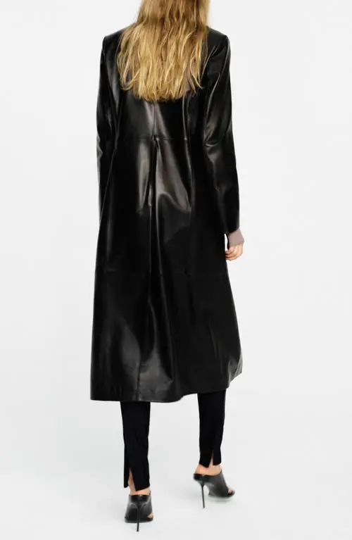 Mango Long Leather Coat