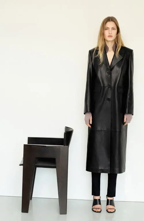 Mango Long Leather Coat