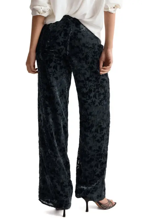 Mango Devoré Velvet Straight Leg Pants