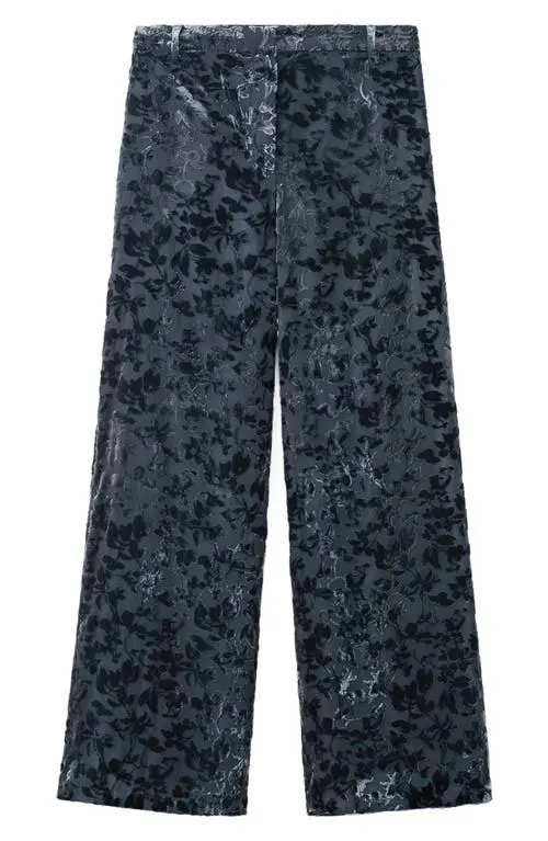Mango Devoré Velvet Straight Leg Pants