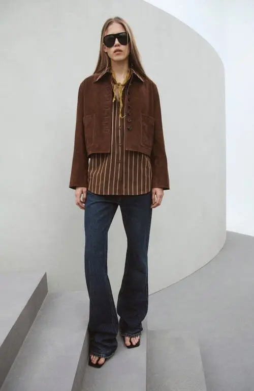 Mango Stripe Cotton Button-up Shirt