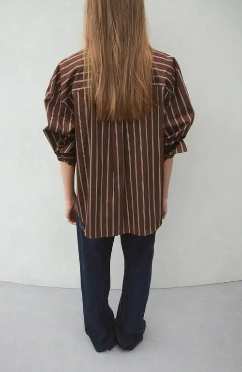 Mango Stripe Cotton Button-up Shirt