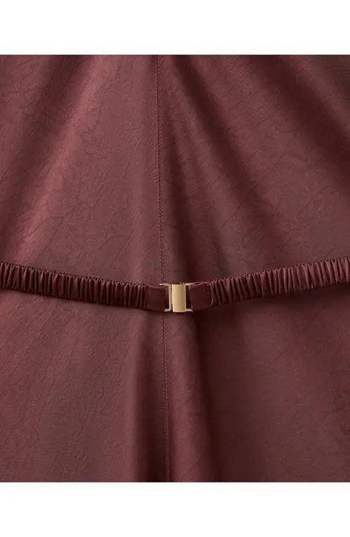 Mango Long Sleeve Satin Midi Dress