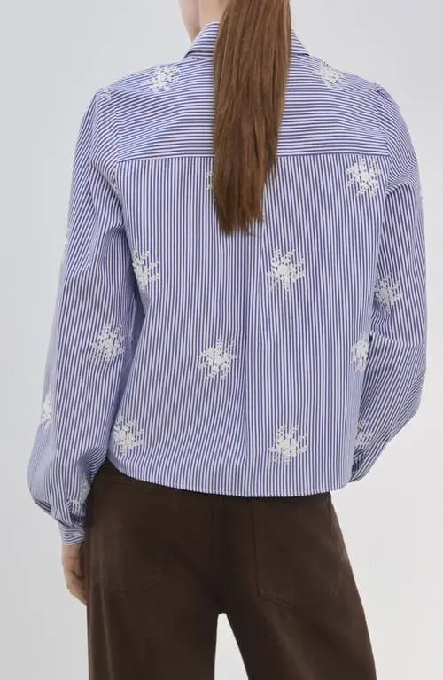 Mango Embroidered Stripe Shirt