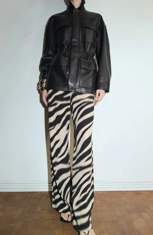 Mango Zebra Print Straight Leg Pants