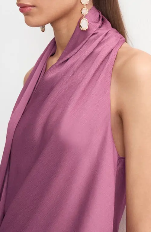 Mango Scarf Crinkle Satin Top - Light/pastel Purple