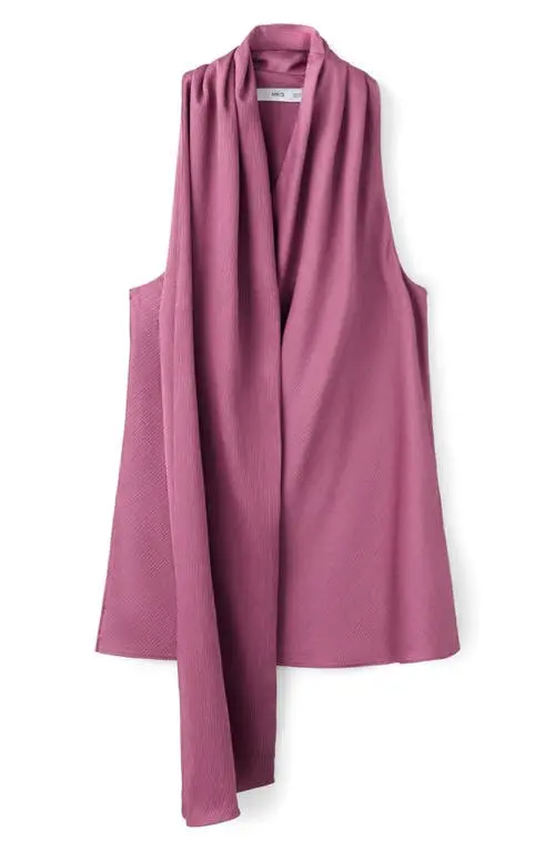 Mango Scarf Crinkle Satin Top - Light/pastel Purple
