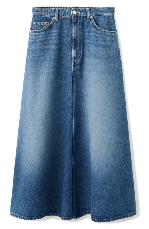 Mango A-line Denim Midi Skirt