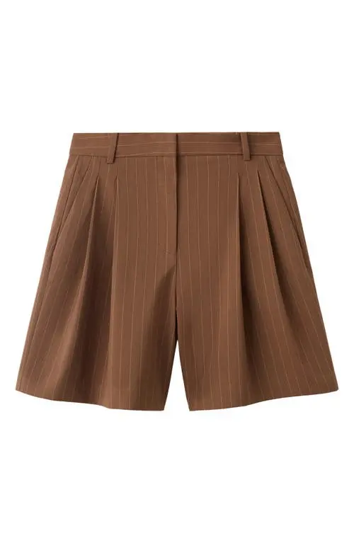 Mango Pleated Pinstripe Bermuda Shorts