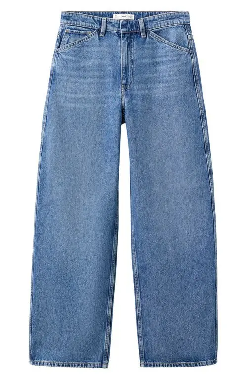 Mango Mid-rise Balloon Jeans - Medium Blue