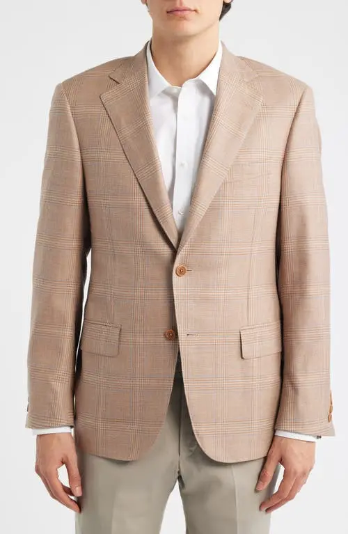 HERITAGE GOLD Plaid Wool & Silk Blend Sport Coat - Vicuna