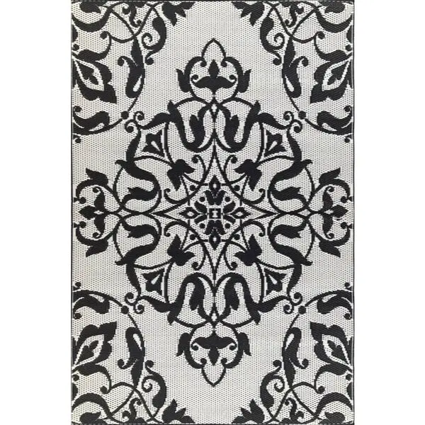 MAD MATS New Wrought Iron Rug - Black White - 5'x8'