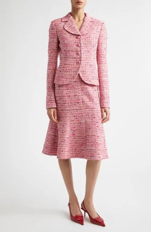 St. John Provence Cap-sleeve Tweed Dress
