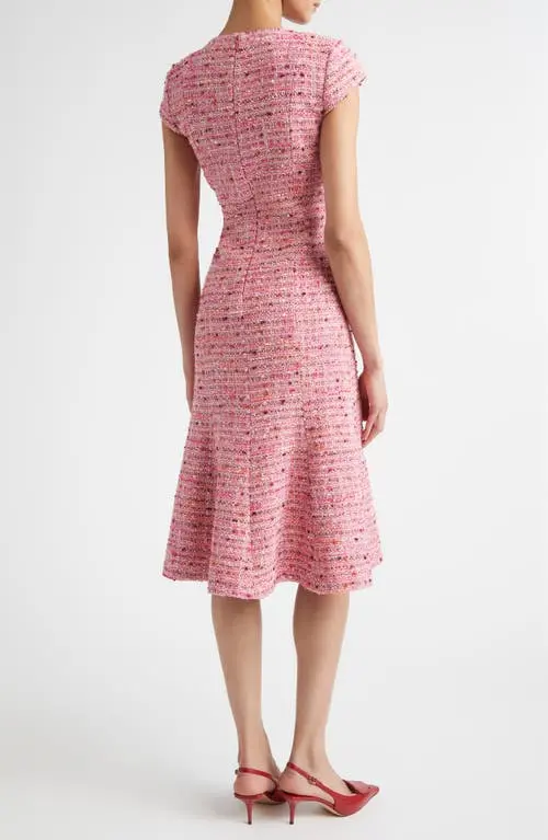 St. John Provence Cap-sleeve Tweed Dress