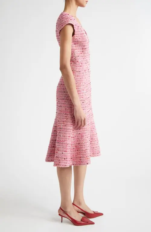St. John Provence Cap-sleeve Tweed Dress