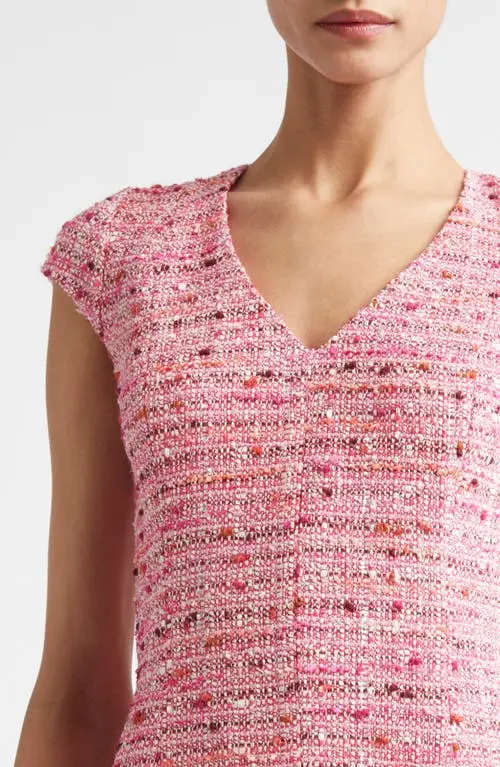 St. John Provence Cap-sleeve Tweed Dress