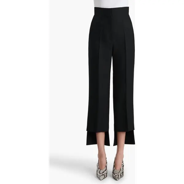 Khaite Rae Bonded Crepe Step Hem Cigarette Crop Pants - Black