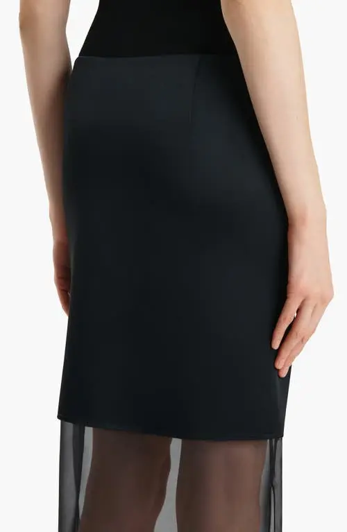 Khaite Sybil Bonded Crepe & Organza Midi Skirt - Black