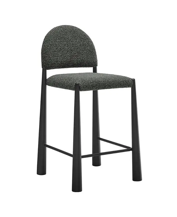 MODWAY Hayley Upholstered Fabric Counter Stool - Black Anthracite