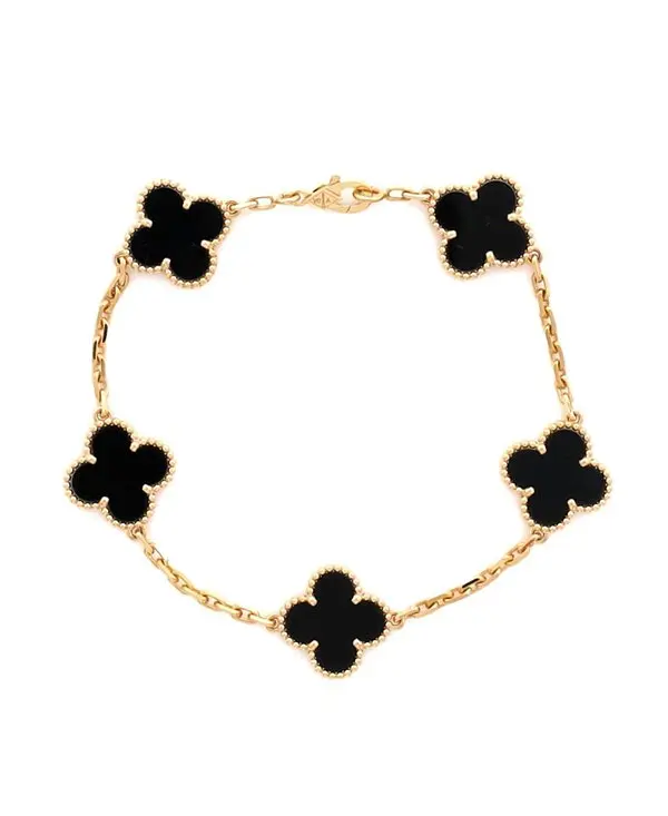 VAN CLEEF & ARPELS Vintage-like Alhambra 5 Motifs Bracelet 18k And Onyx - Gold