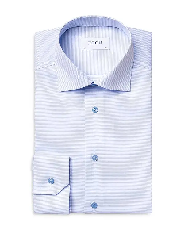 Eton Slim Fit Textured Dress Shirt - Blue