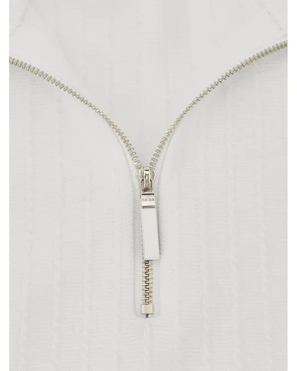 REISS Aldershot Textured Half-zip Jumper - White
