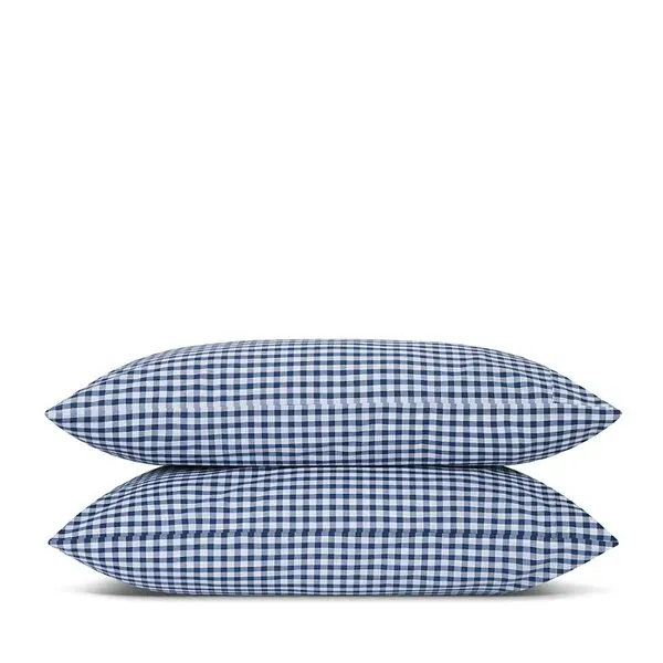 PIGLET IN BED Small Gingham Check Pillowcase Pair, Standard - Indigo
