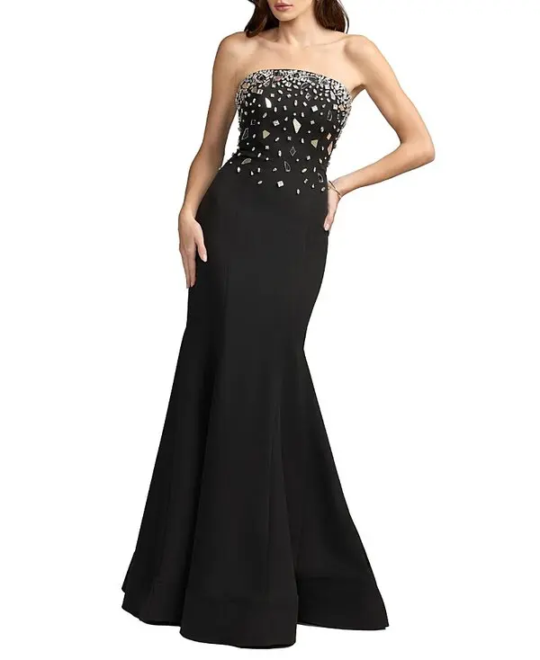 Mac Duggal Strapless Embellished Mermaid Gown - Black