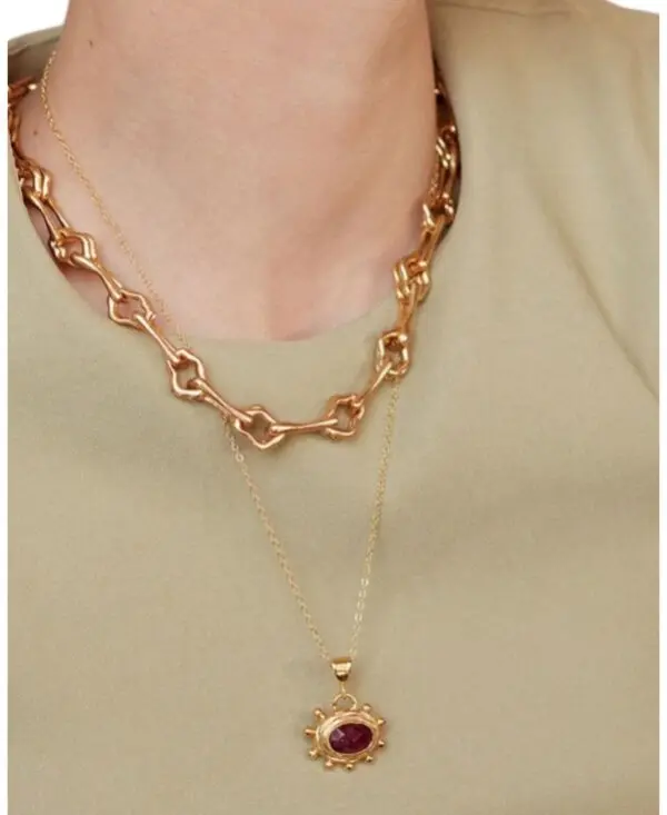 OTTOMAN HANDS Zand Labradorite Pendant Necklace - Maroon