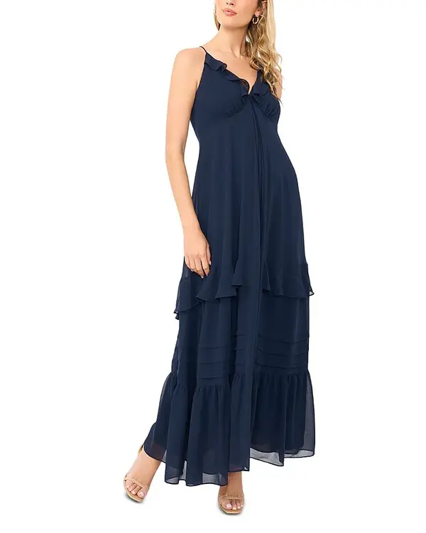 1.State Ruffle Trim Babydoll Maxi Dress - Indigo Night