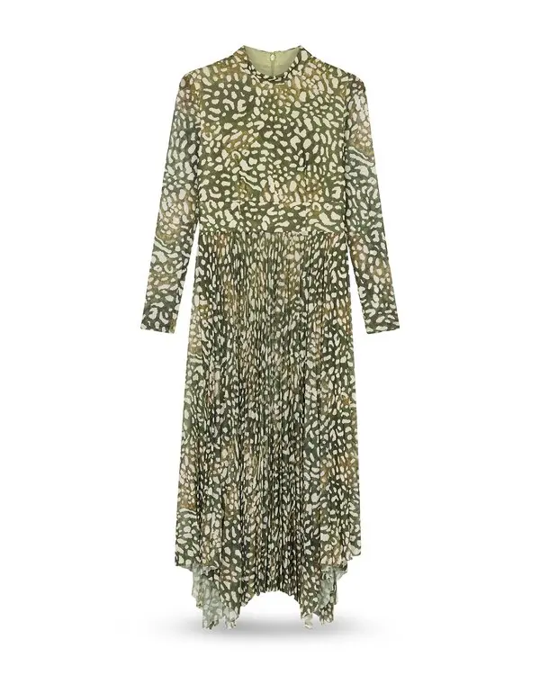 Whistles Animal Print Mesh Dress
