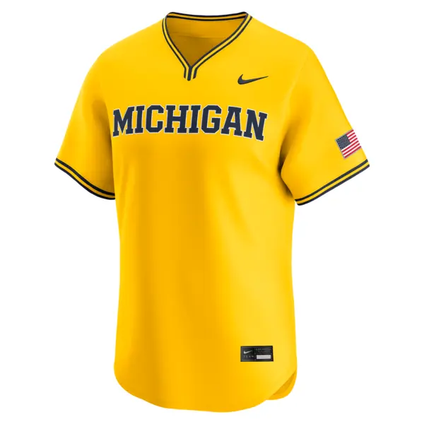 Nike Michigan Wordmark College Limited Baseball Jersey - Yellow