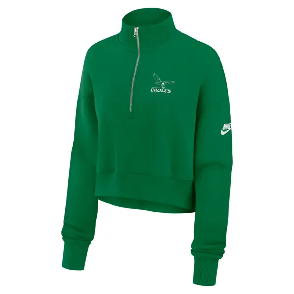 Nike Philadelphia Eagles Phoenix Nfl Cropped 1/4-zip Crew - Green