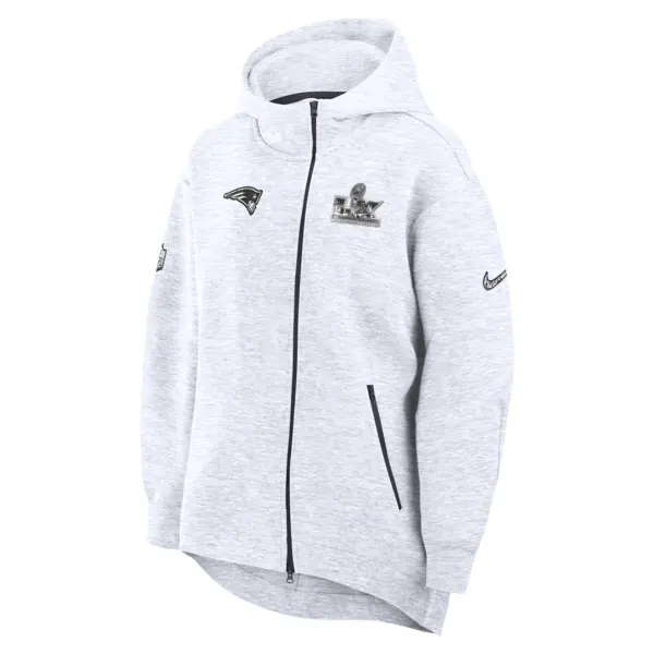 Nike New England Patriots Super Bowl Lx Opening Night Tech Fleece Nfl Full-zip Hooded Cape - Grey