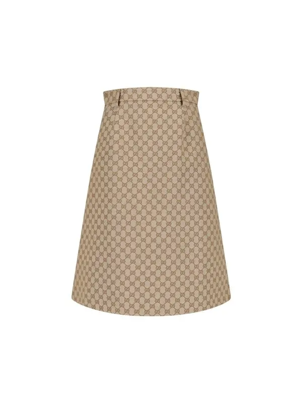 Gucci Gg' Midi Skirt - Beige