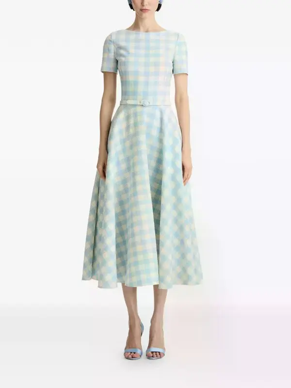 Oscar De La Renta Gingham Belted Dress