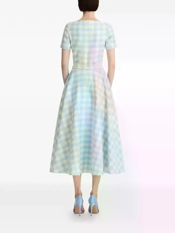 Oscar De La Renta Gingham Belted Dress