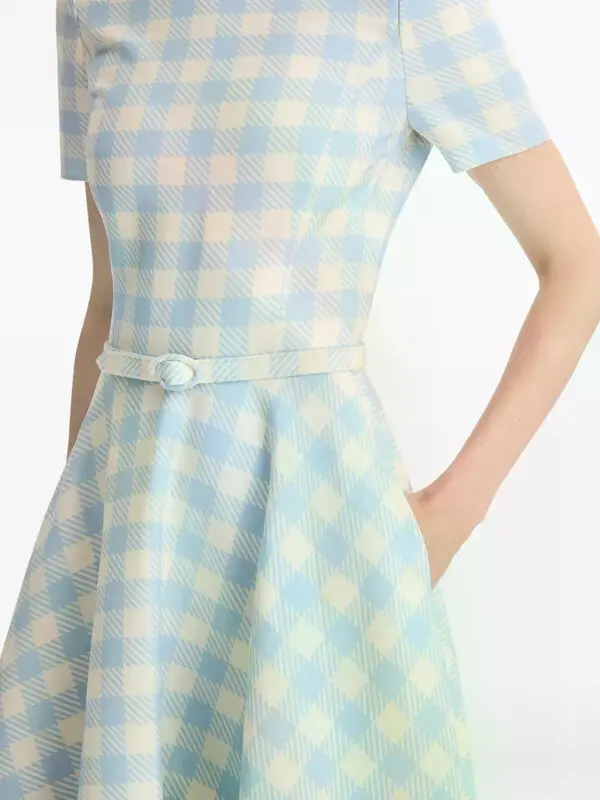 Oscar De La Renta Gingham Belted Dress
