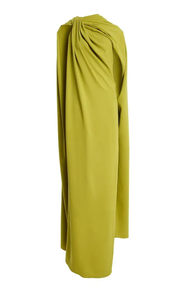 Oscar De La Renta Draped Georgette Caftan Gown - Green