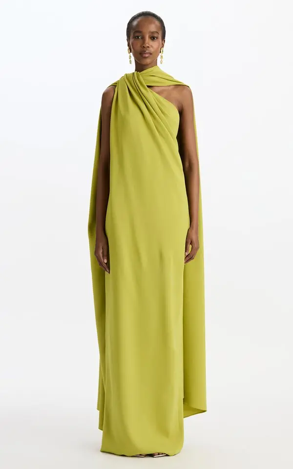 Oscar De La Renta Draped Georgette Caftan Gown