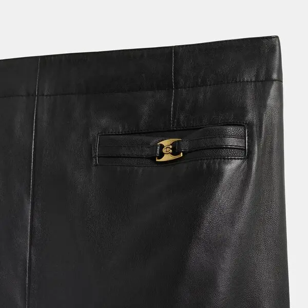 COACH Restored Heritage C Long Leather Skirt