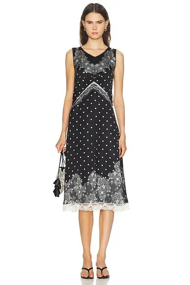 Marc Jacobs Trompe L'oeil Slip Midi Dress - Black Multi