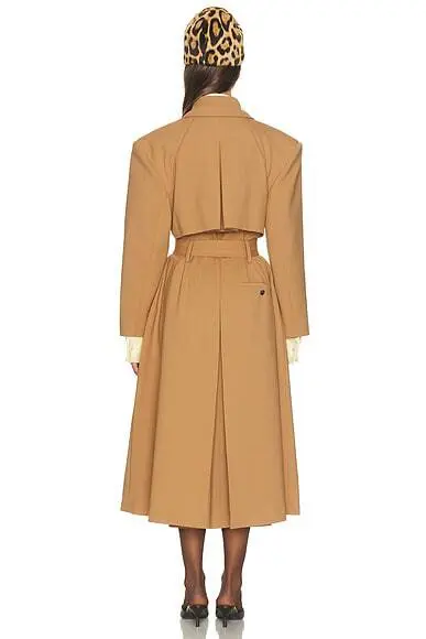 HELSA Wool Blend Midi Trench Coat - Nutmeg