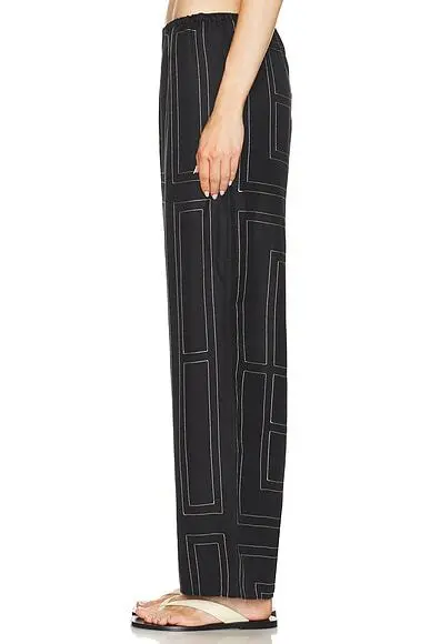 TOTEME Monogram Silk Pj Bottom - Black