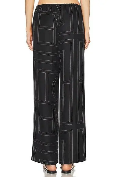 TOTEME Monogram Silk Pj Bottom - Black