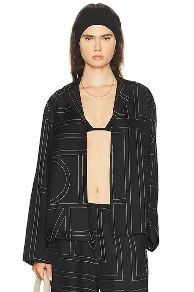 TOTEME Monogram Silk Pj Top - Black