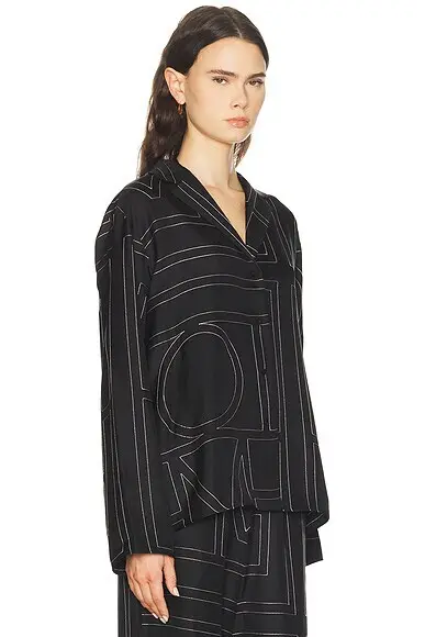 TOTEME Monogram Silk Pj Top - Black